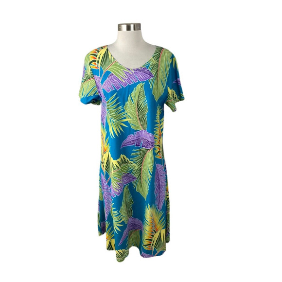 Hilo Hattie | Dresses | Hilo Hattie Hawaii L Blue Purple Leaf Print ...